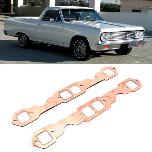 2pcs Square Port Copper Plating Header Exhaust Gaskets Reusable Fit For ...