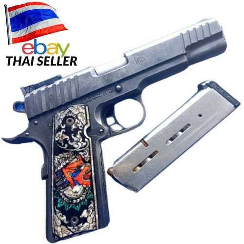 Handcraft pistol grip for 1911 Hand made Hanuman's WOOD inlaid pearl ...