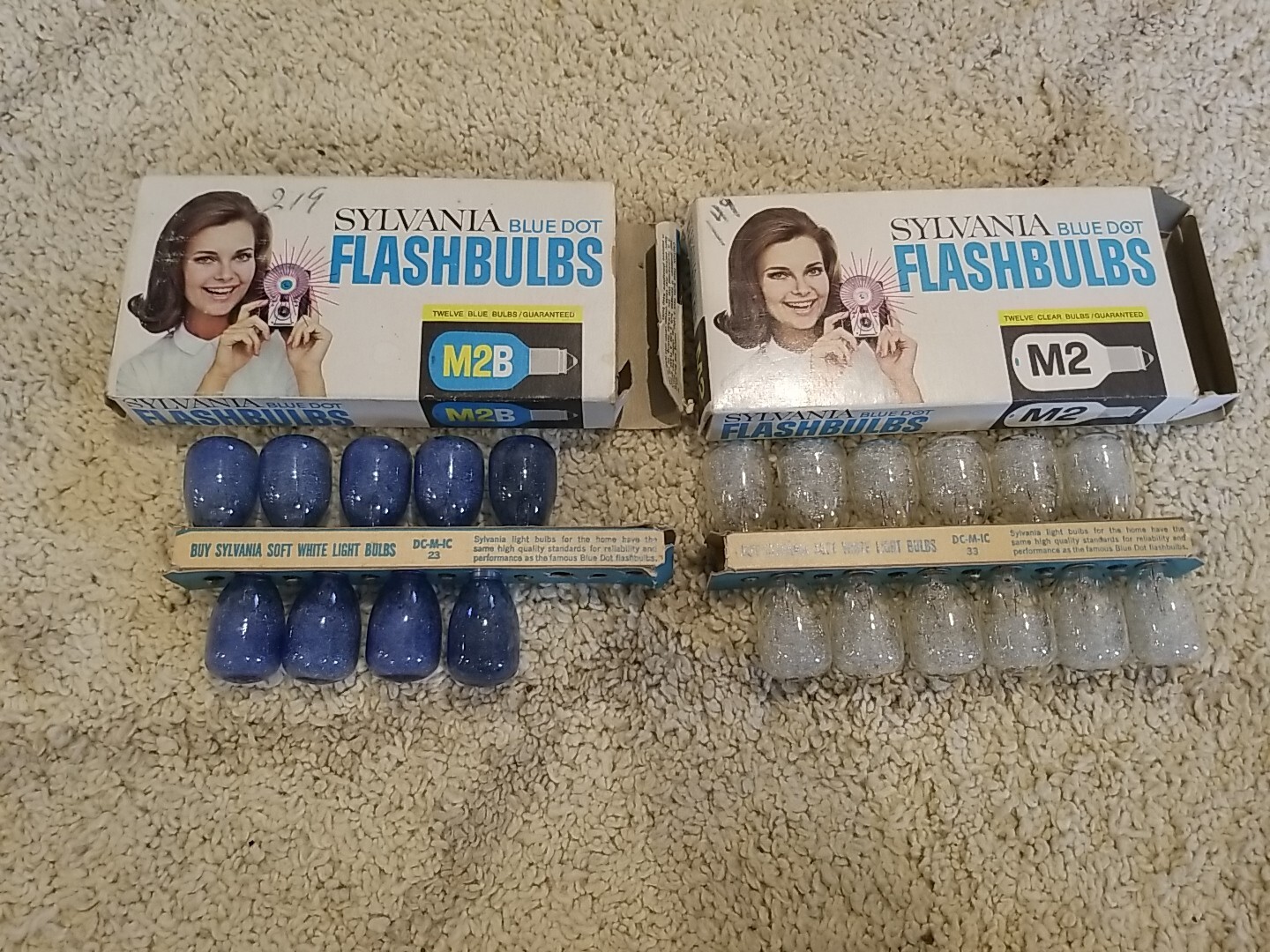 SYLVANIA FLASHBULBS Blue Dot M2 12 Clear Bulbs 9 M2B Blue Bulbs | eBay