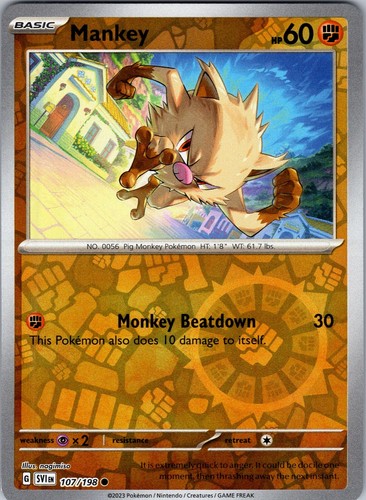 Pokemon TCG Mankey Scarlet & Violet Base Set 107/198 Reverse Holo ...