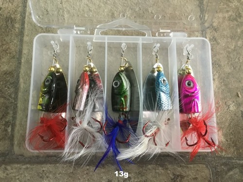 DELUXE SPINNERS 13g FISH HEAD SPINNER PIRK 5 PACK BOXED DISTANCE LURE ...