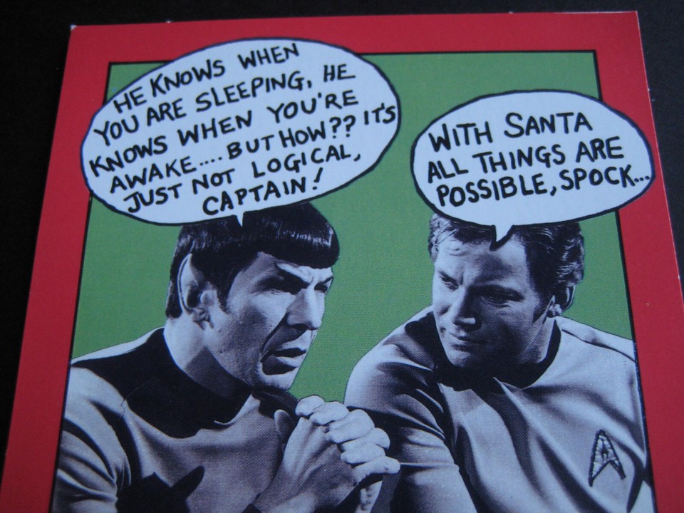 1990 vintage greeting card Star Trek CHRISTMAS Spock & Capt. Kirk ...
