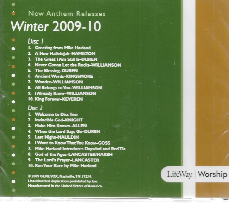 Lifeway Worship New Anthem Releases Winter 2009-10 Music CD [Lifeway ...