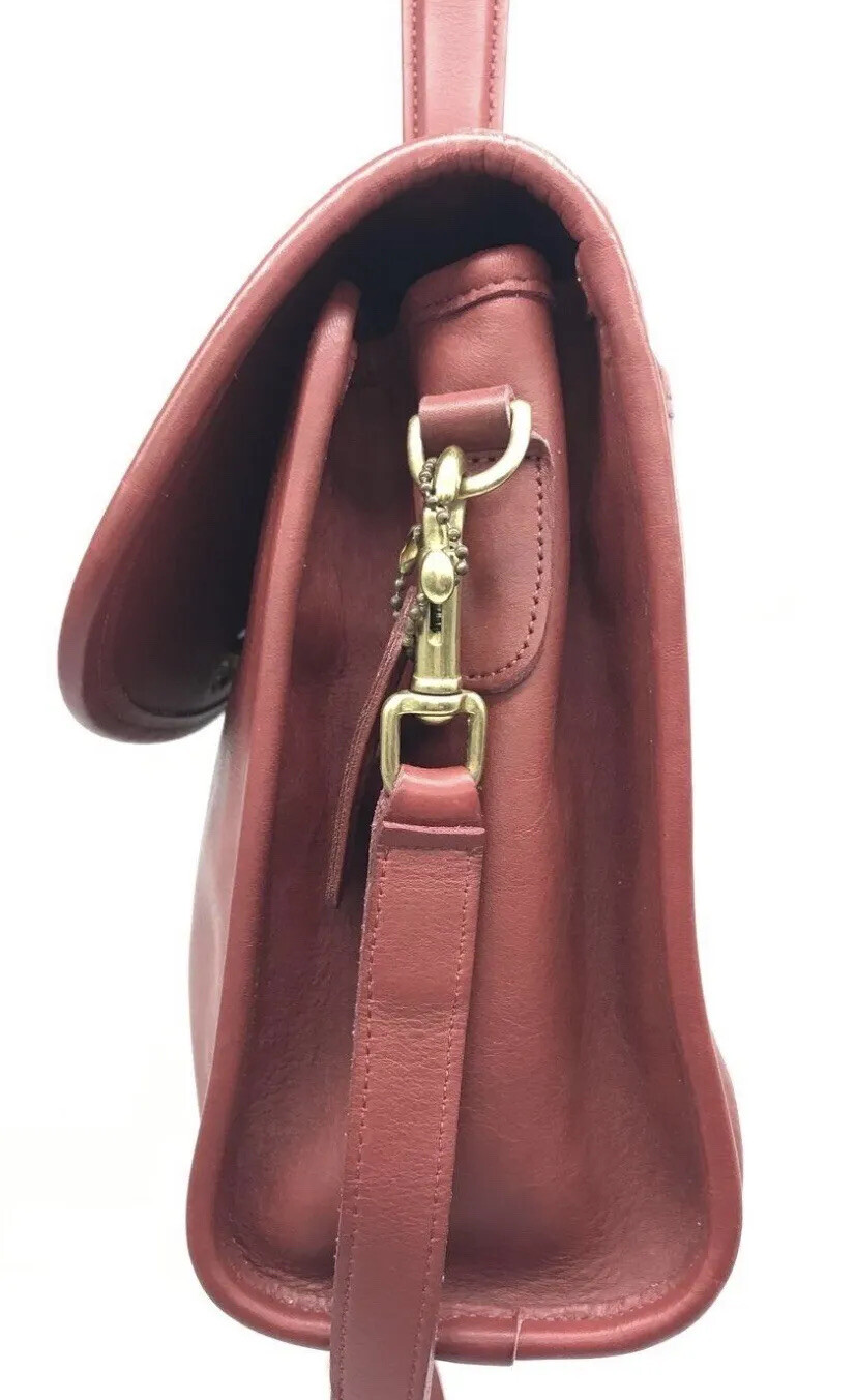 Vintage Coach Manor Red Leather Top Handle Crossbody … - Gem