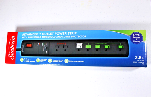 Sunbeam 7-Outlet Power Strip Surge Protector Advanced Safety Adj ...
