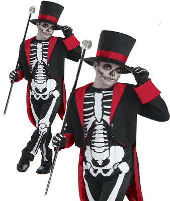 Mr Bone Jangles Boys Skeleton Day Of The Dead Halloween Fancy Dress ...