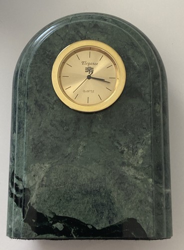 Elegance Silcon Electronics Quartz Desk/Table Clock In Green Marble ...