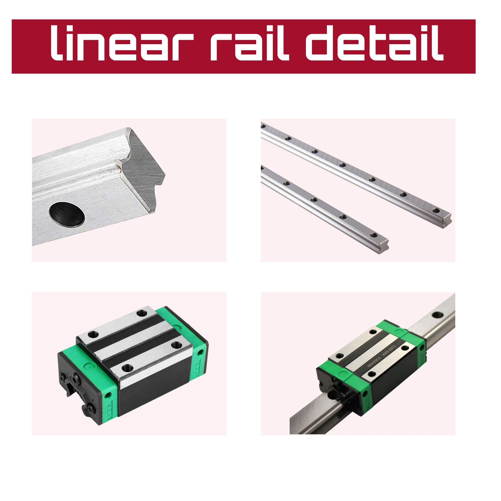 2X HGR15 HGR20/25 Linear Rail Guide + 4X HGH15CA HGH20CA Block HGH15 ...