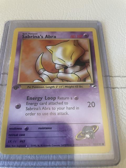 Pokémon TCG Sabrina's Abra Gym Heroes 91/132 Regular 1st Edition Common ...