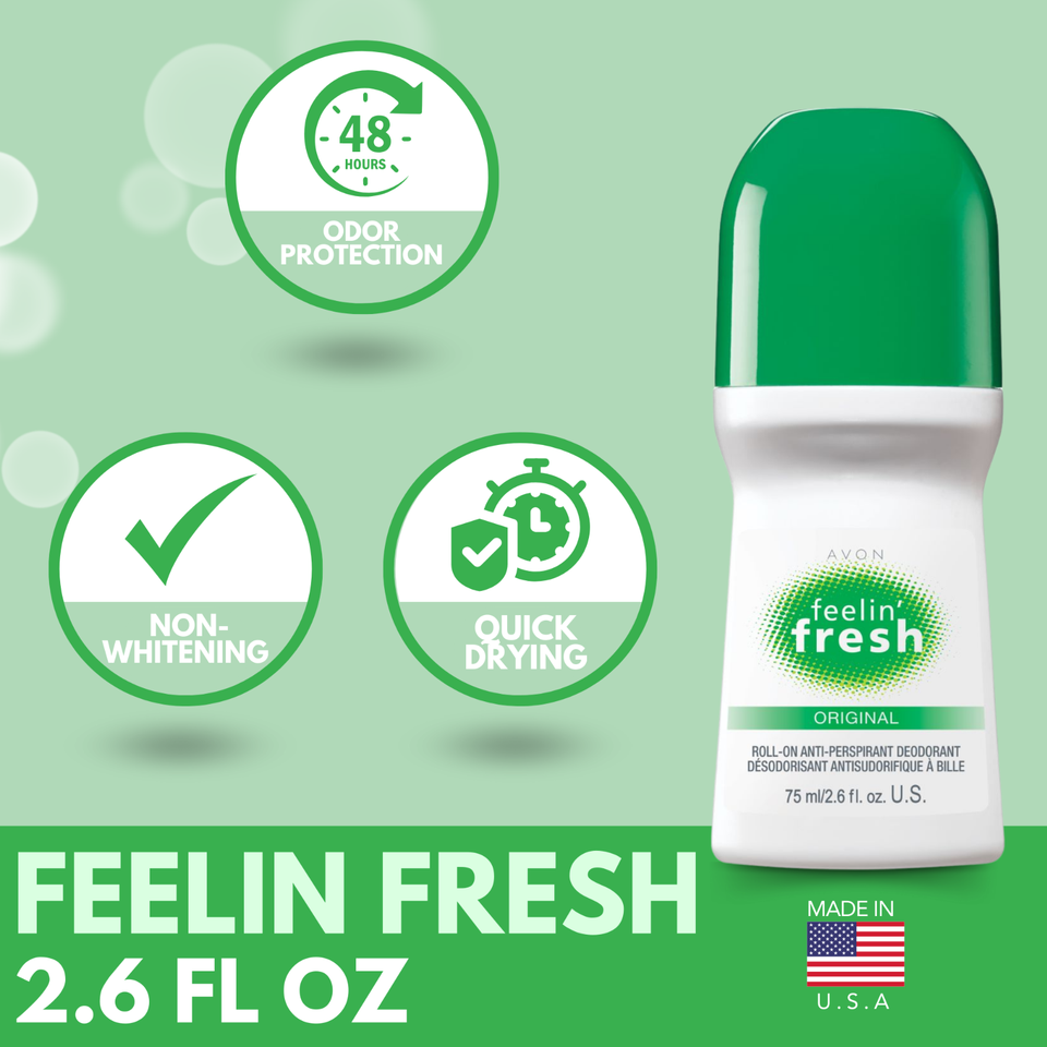 Avon Feeling Fresh Deodorant Antiperspirant Roll-On, 2.6 fl. oz (20 ...