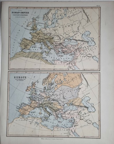 1878 ANTIQUE MAP ROMAN EMPIRE EASYERN & WESTERN 4th CENTURY - EUROPE ...