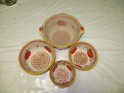 4pc TEMPTATIONS BY TARA PUMPKIN PATCH STACKING MIXING BOWL SET LIDS ...