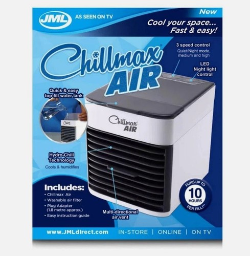 JML Chillmax Air Pure Chill Cooling Fan 3 Speed Personal Cooler Hydro ...
