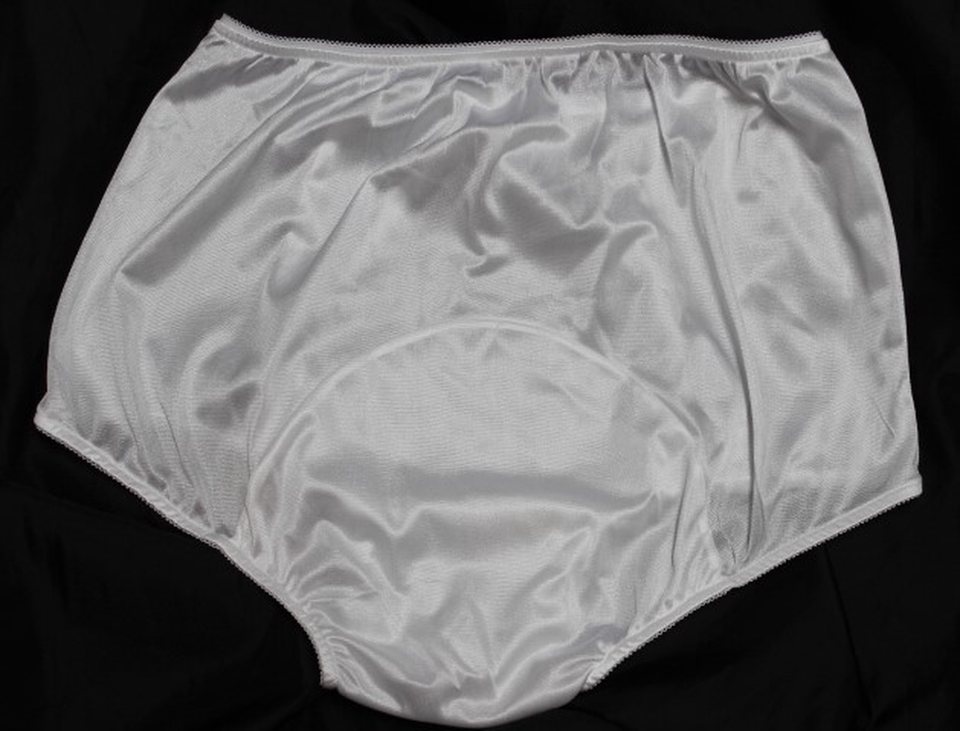 Neljen Sissy Shiny WHITE Nylon Panties Very Large Mushroom Double ...