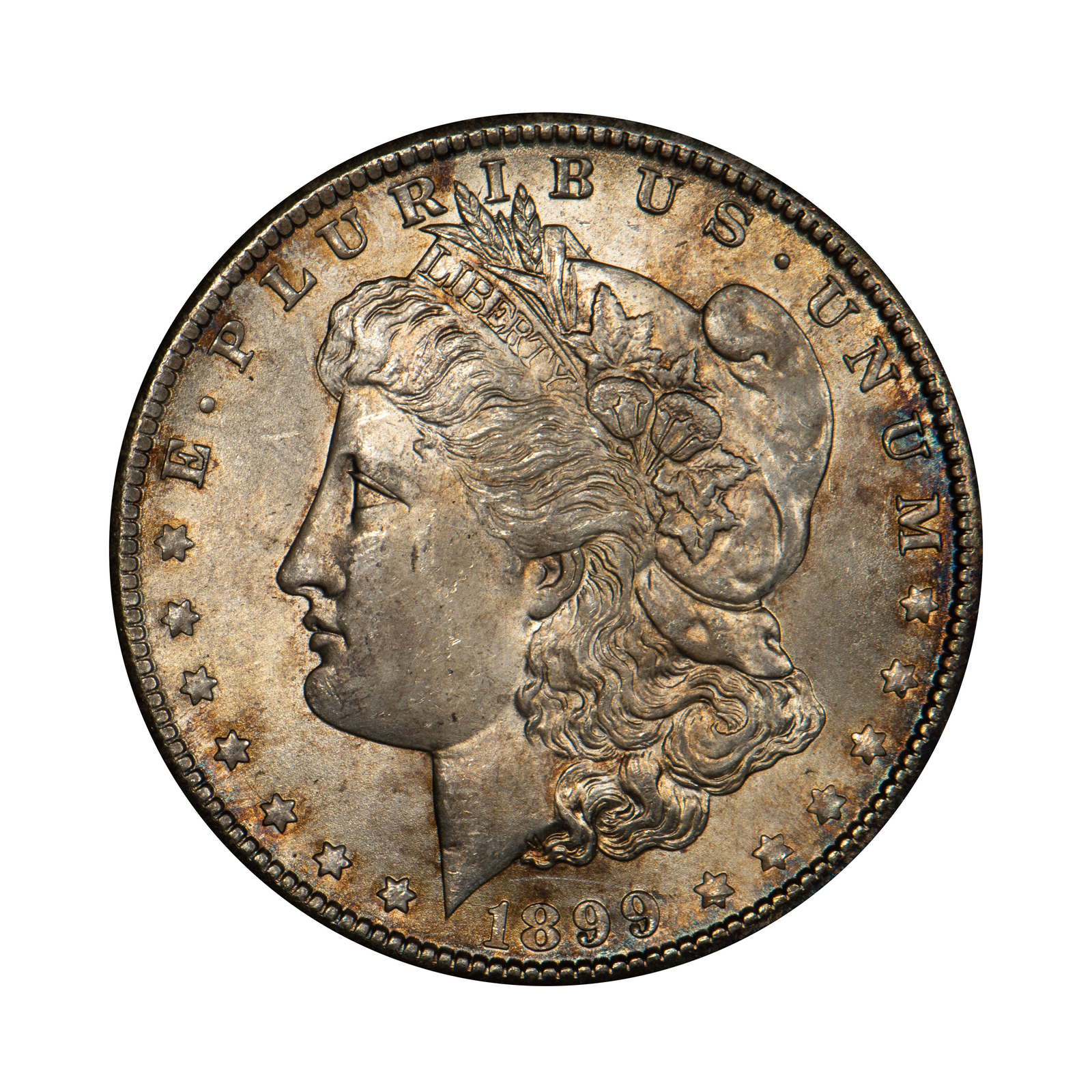 1899-O $1 Morgan Silver Dollar - Rainbow Pattern Toning - BU - SKU ...