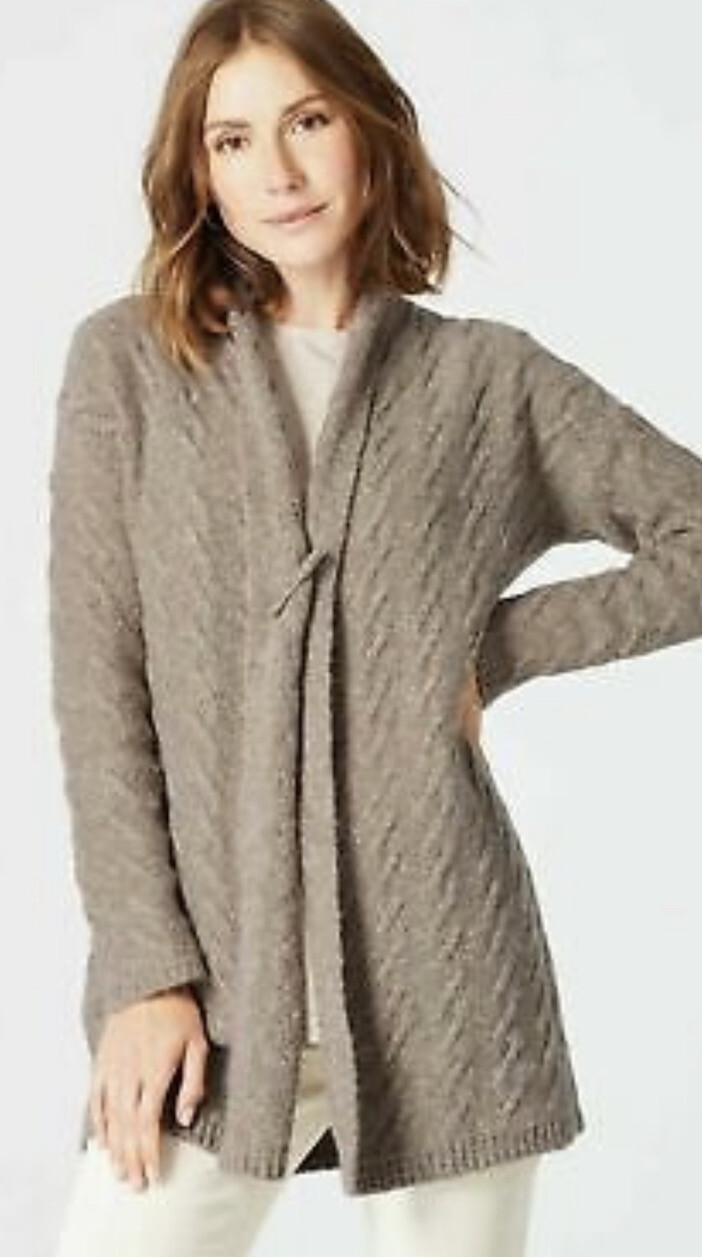 J. JILL Alpaca Cardigan •M• Open Front Knit Blend Safety Pin Closure ...