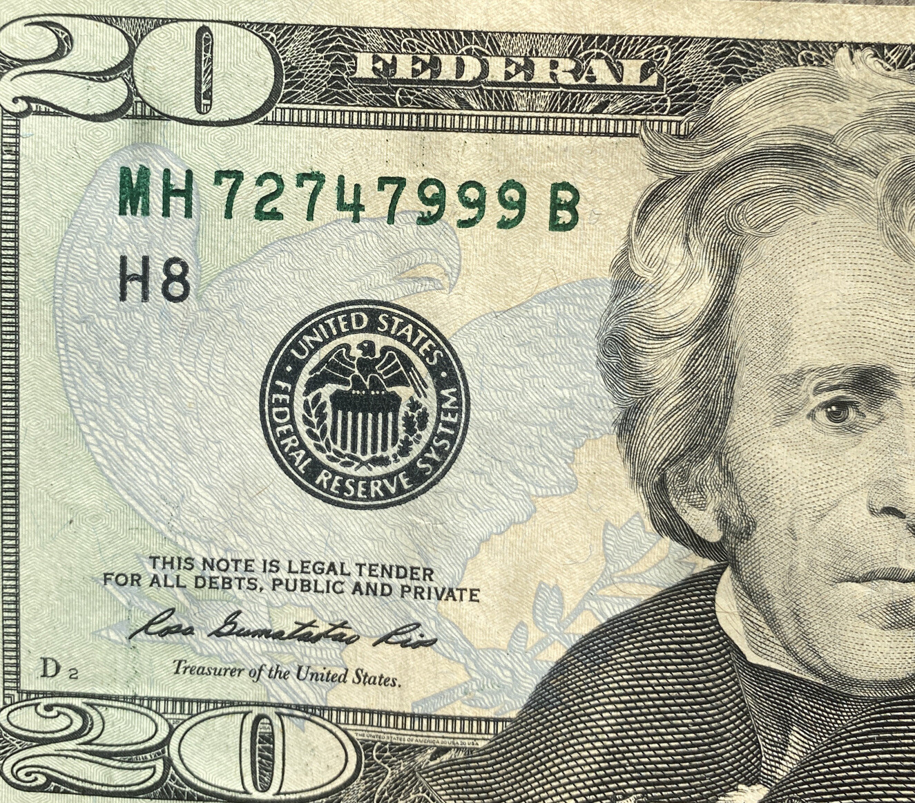 $20 Dollar Bill Ink Error 999 Misprint Extra Ink Bled Through Heavy ...