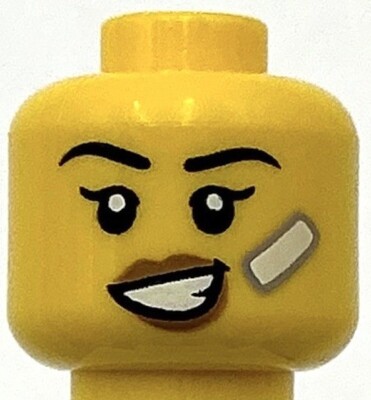 Lego New Yellow Minifigure Head Dual Sided Female Black Eyebrows White ...