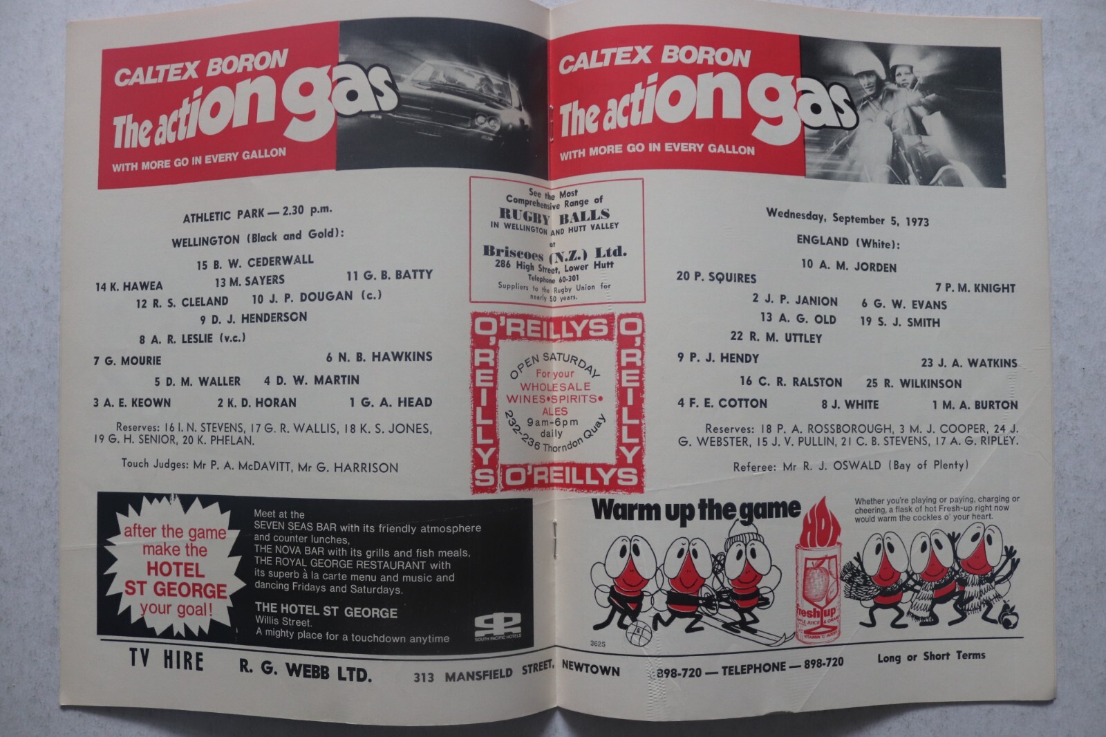 Wellington New Zealand v England 1973 Rugby Union programme | eBay