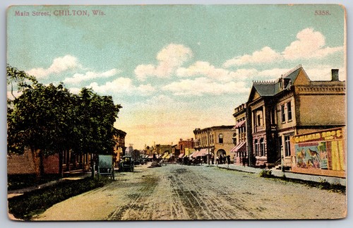 Chilton Wisconsin~Main Street~Downtown Shopping~c1910 Postcard | eBay
