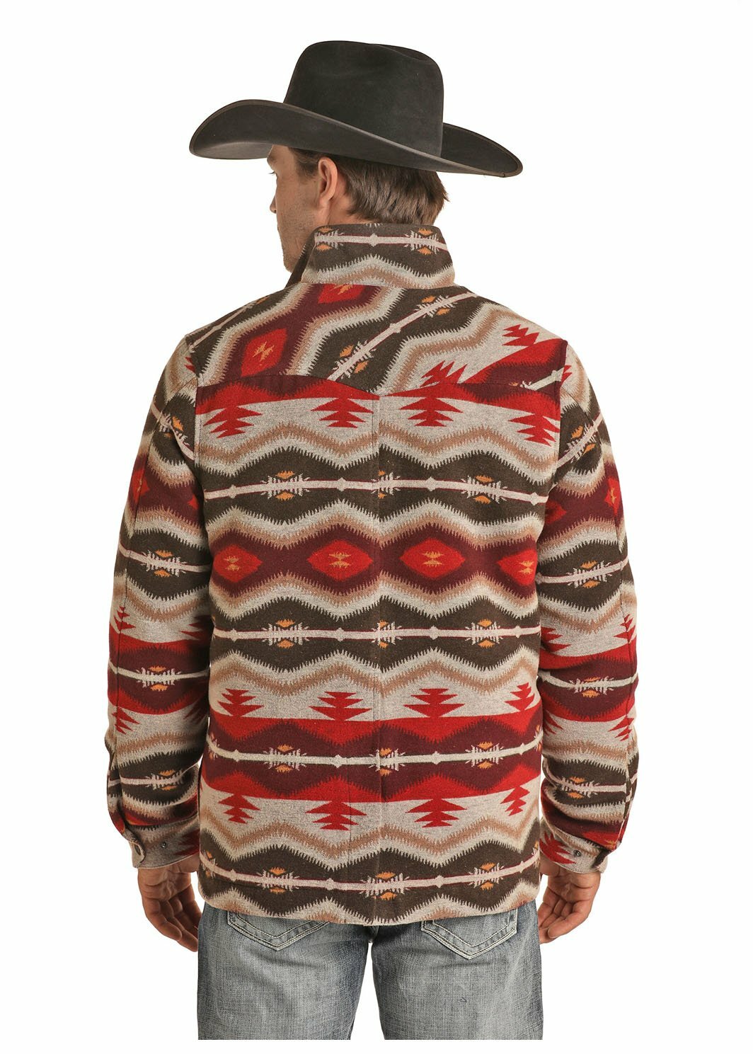 Powder River Outfitters Men's Red Aztec Wool Blend Jacket | eBay