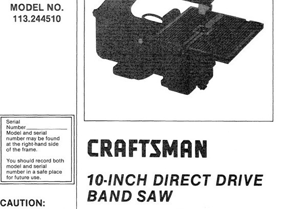 Working Craftsman 10" Direct Drive 2.5 Amp 1/5 HP 1725 RPM Band Saw 113 ...