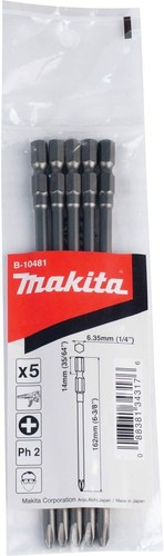 Makita 162mm 5 Piece Phillips #2 Screwdriver tips Suit BFR550 DFR550 ...
