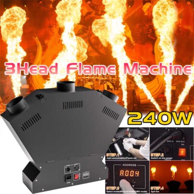 3Head 240W DMX Flame Thrower Effect Fire Stage Machine Party Projector ...