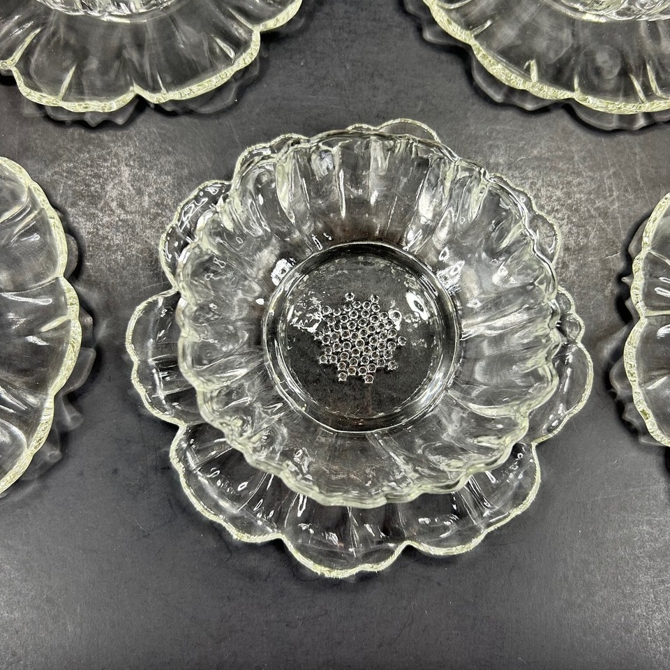 Colony Glass Garden Club Peony Dessert Bowls with Attached Underplates ...