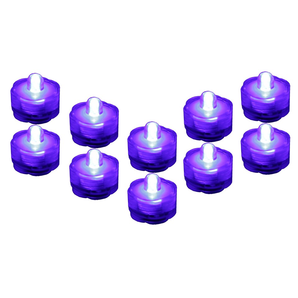 Set of 10 PURPLE Submersible Bright LED tea light wedding home ...