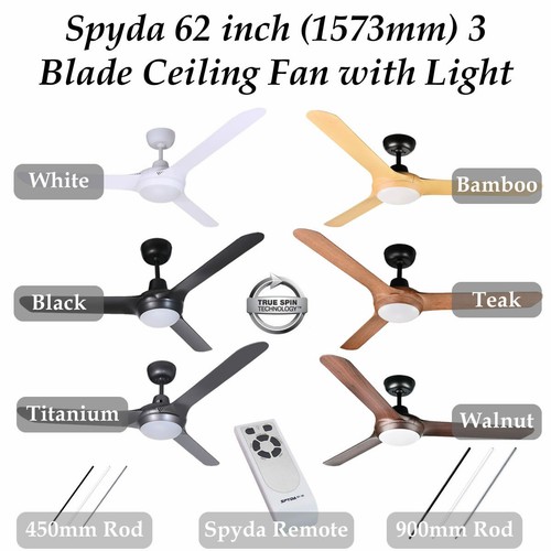 Ventair Spyda 62" 1573mm 3 Blade Indoor/Outdoor Ceiling Fan with CCT ...