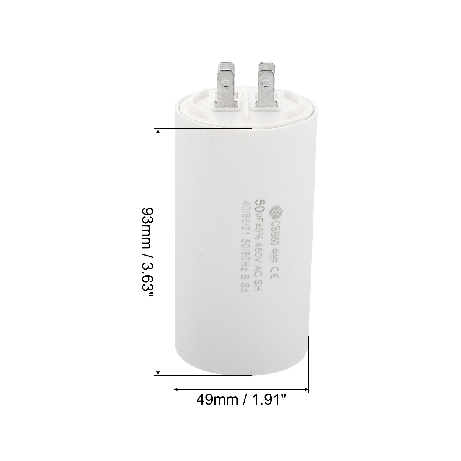 2Stk CBB60 50uF Betrieb Kondensator AC 450V 4 Stifte 50/60Hz Zylinder 1 ...