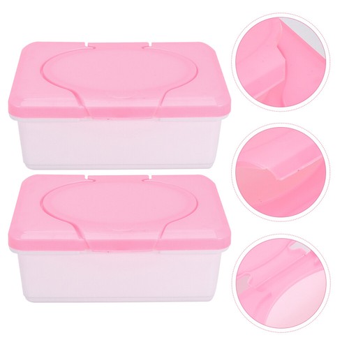2 Pcs Baby Wipe Container Holder Eco-friendly Wipes Box Pink Tissue Wet ...