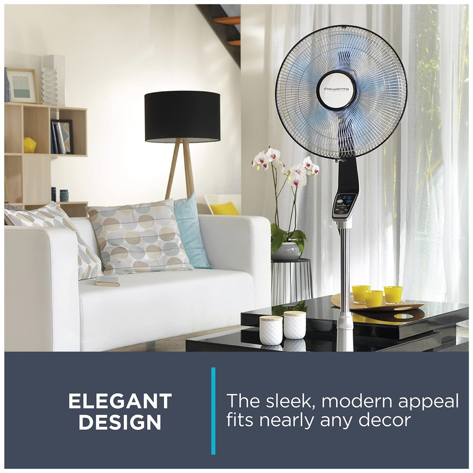 Rowenta, Pedestal Fan, Turbo Silence Standing Floor Fan with Remote, 53 ...