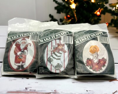 Lot of 3 Banar Designs MAKE IT SNAPPY Cross Stitch Santa Christmas ...