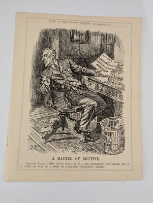 1915 Punch Illustration Cartoon B. P. President Wilson Note To Germany ...