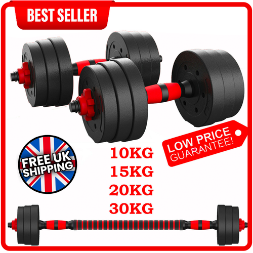 10KG/30KG DUMBELLS PAIR OF GYM WEIGHTS BARBELL/DUMBBELL BODY BUILDING ...