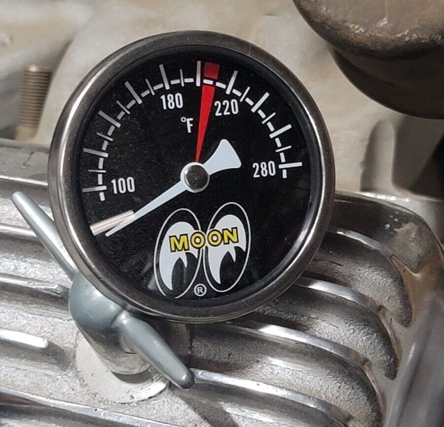 MOONeyes LARGE Direct fit TEMPERATURE GAUGE Dry DRAG RACING Hot Rod ...
