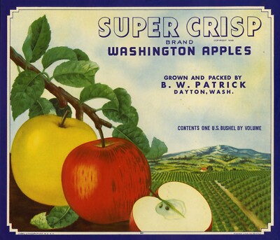 Super Crisp Brand Apple Crate Label - B.W. Patrick - Dayton Washington ...