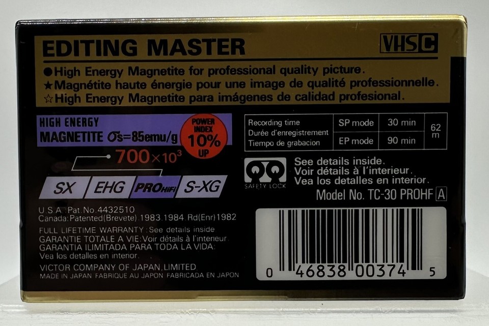 JVC High Energy VHS-C EP Mode 90 min 30 Pro Hifi Compact VHS | eBay