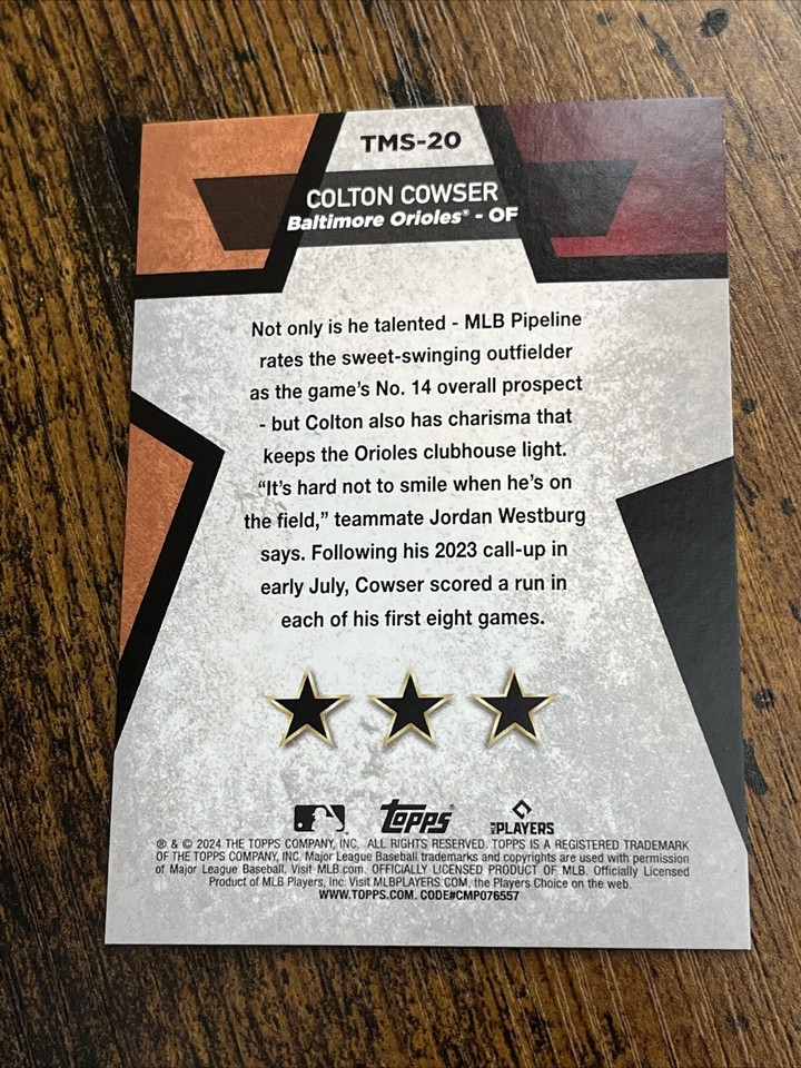 Colton Cowser 2024 Topps Series 1 Mega Stars Purple Case Hit /75 TMS-20 ...