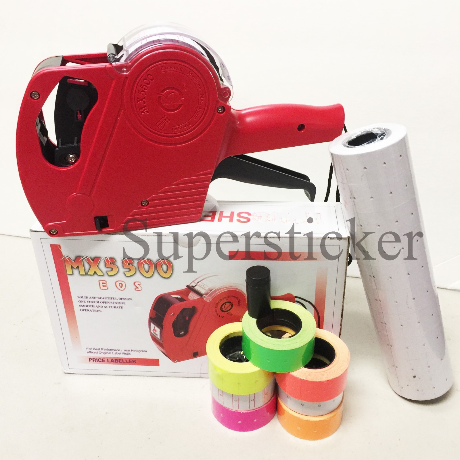 MX-5500 EOS 8 Digits Price Tag Gun Labeler + 5000 White / Blank labels ...