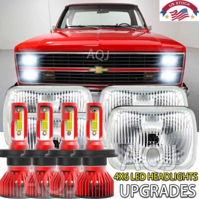 4PC 4x6 Hi-Lo LED Headlights Fit 1981 1982 1983 1984 1985 1986 Chevy ...