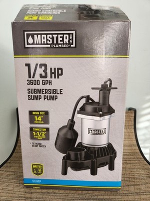 Master Plumber 1/3 HP 3600 GPH Submersible Sump Pump Open Box | eBay