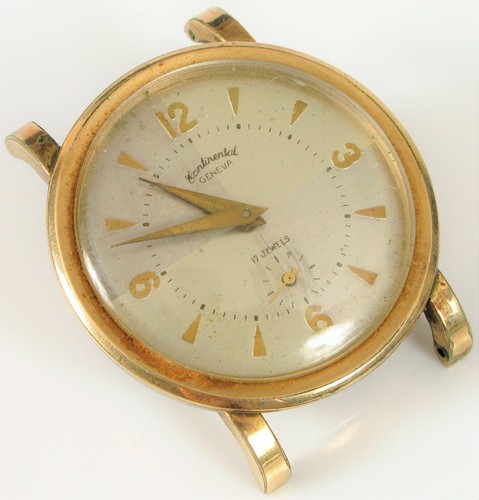 VINTAGE CONTINENTAL GENEVA 17J GOLD FILLED WRIST WATCH LOUVIC MOVEMENT ...