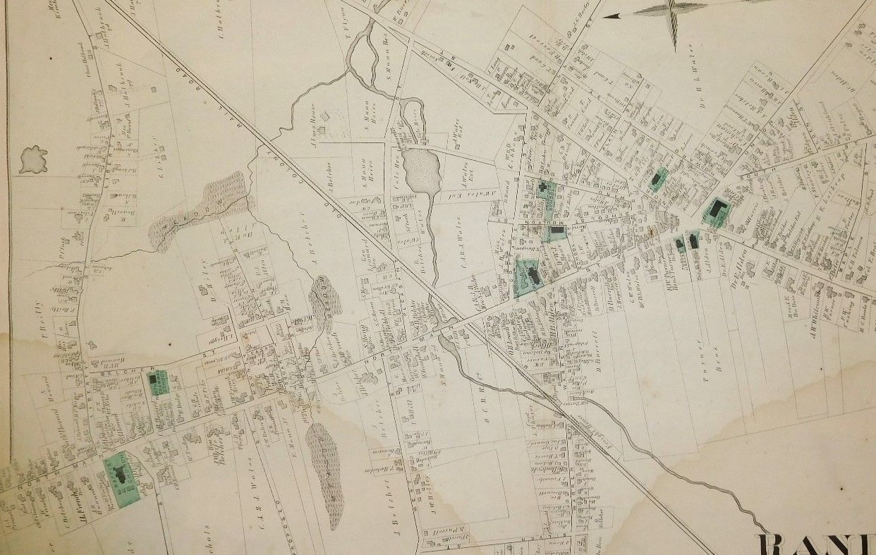 Original 1876 Map Randolph Braintree West Corners Mass MA Massachusetts ...