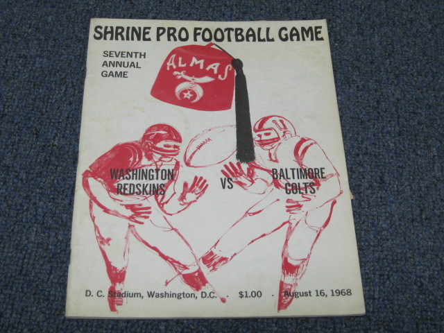 Aug 16, 1968 Baltimore Colts vs Washington Redskins Official Program | eBay