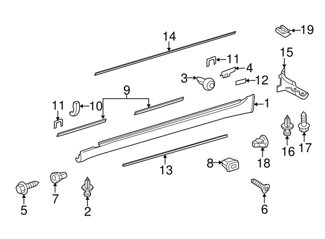 Genuine Lexus Rocker Molding Clip 75867-AA010 for sale online | eBay