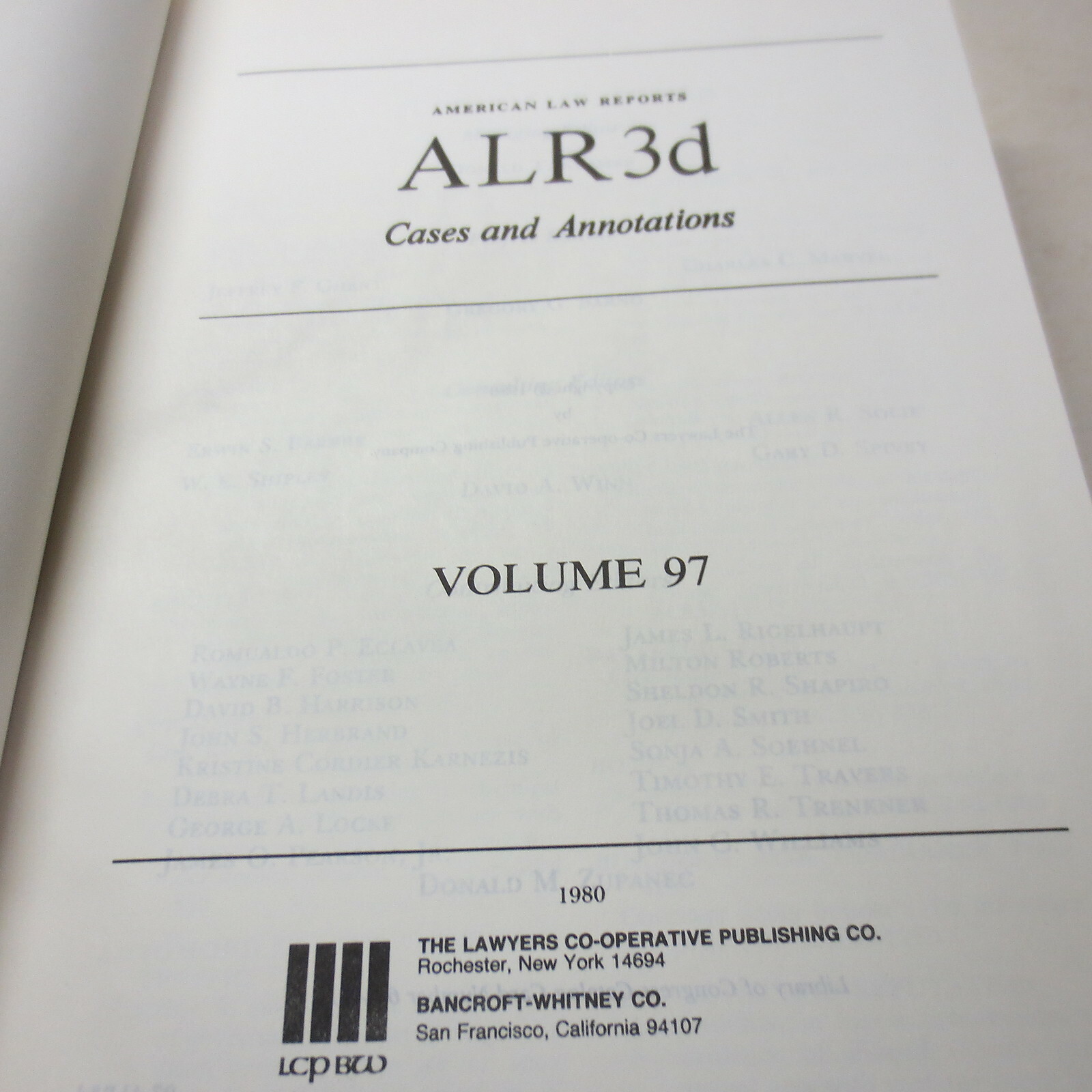 American Law Reports ALR3d ALR 3d Cases and Annotations Volume 97 | eBay