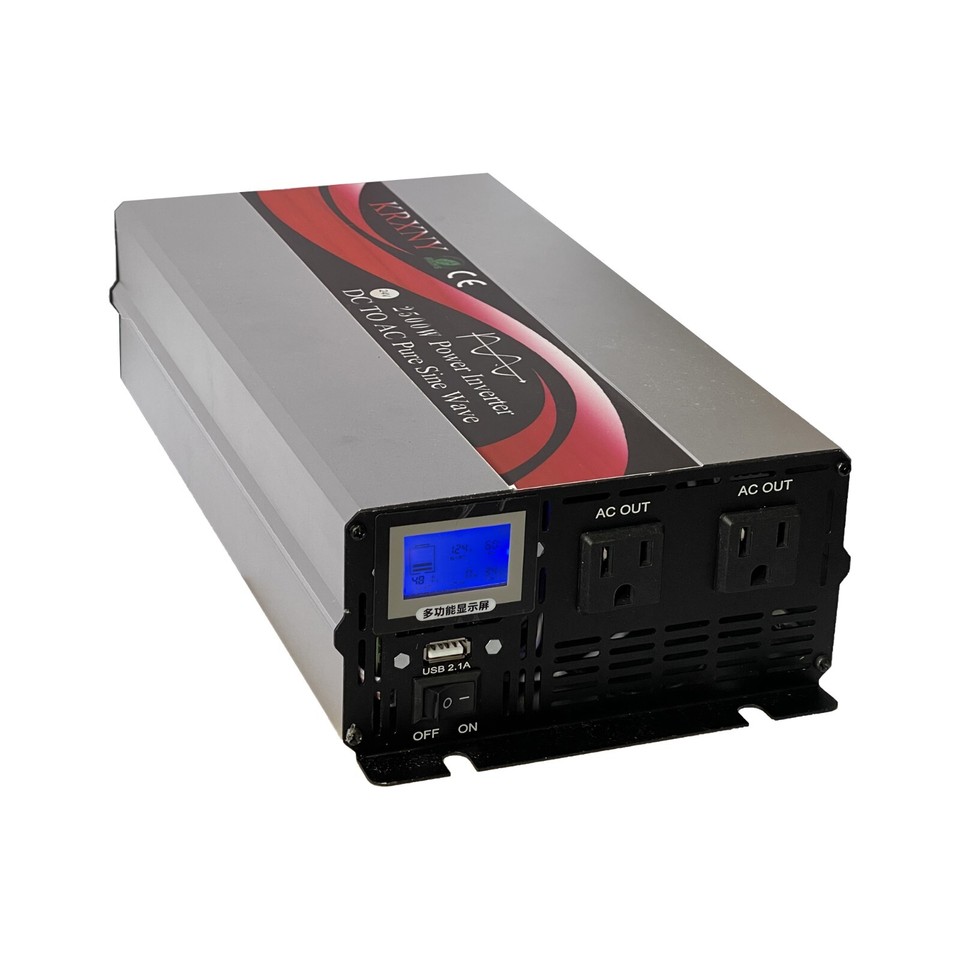 2500W Power Inverter 12V/24V/48V DC to 110V 120V AC 60HZ Pure Sine Wave ...